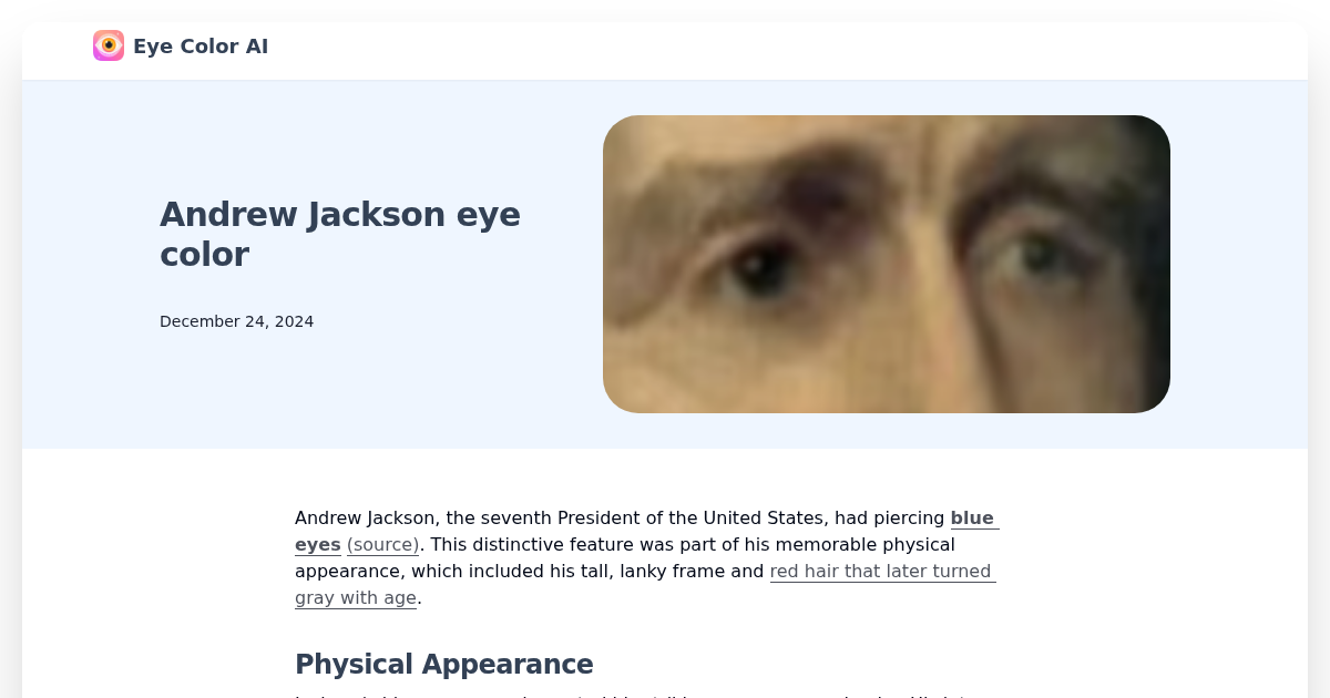 Andrew Jackson eye color