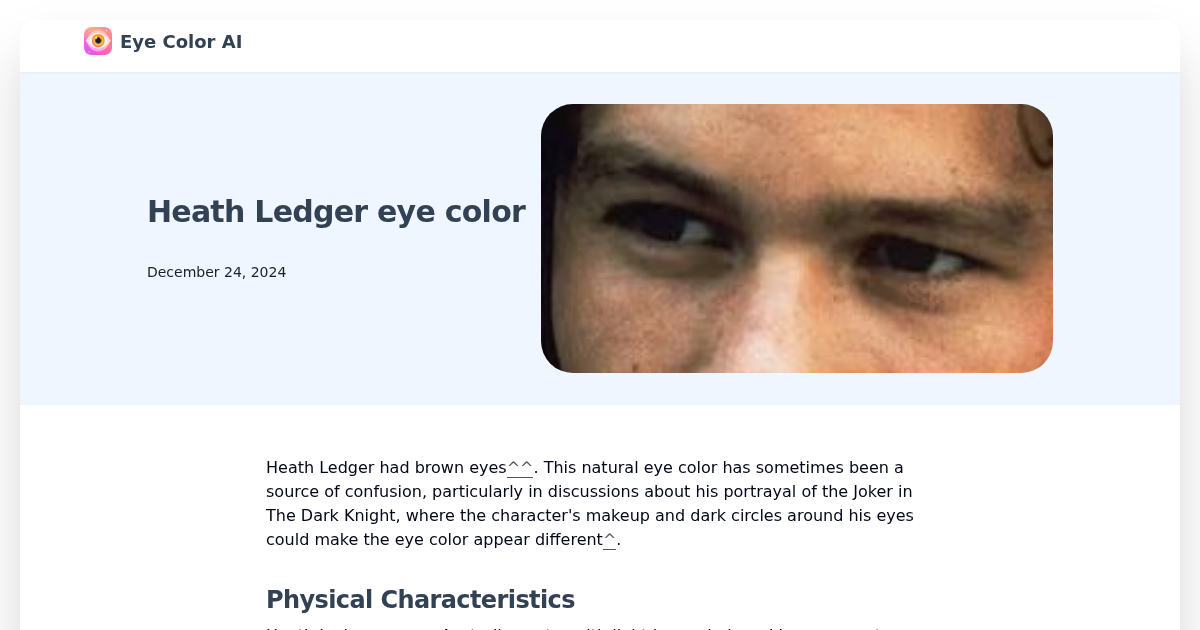 Heath Ledger eye color