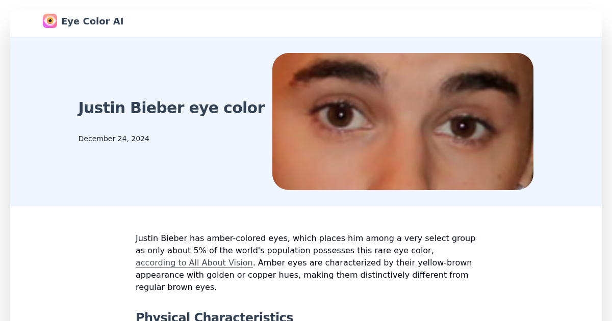 Justin Bieber eye color